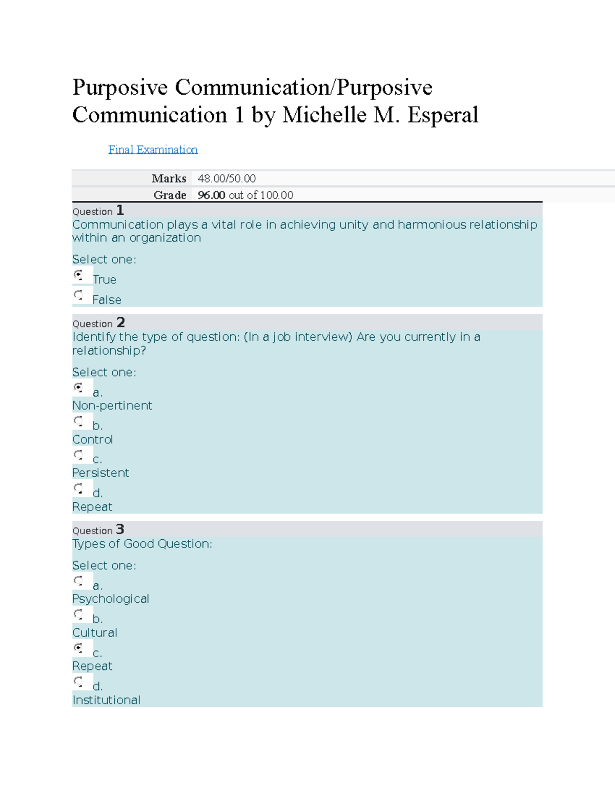 Purposive Communication Final Exam Review & Key Concepts - Studocu