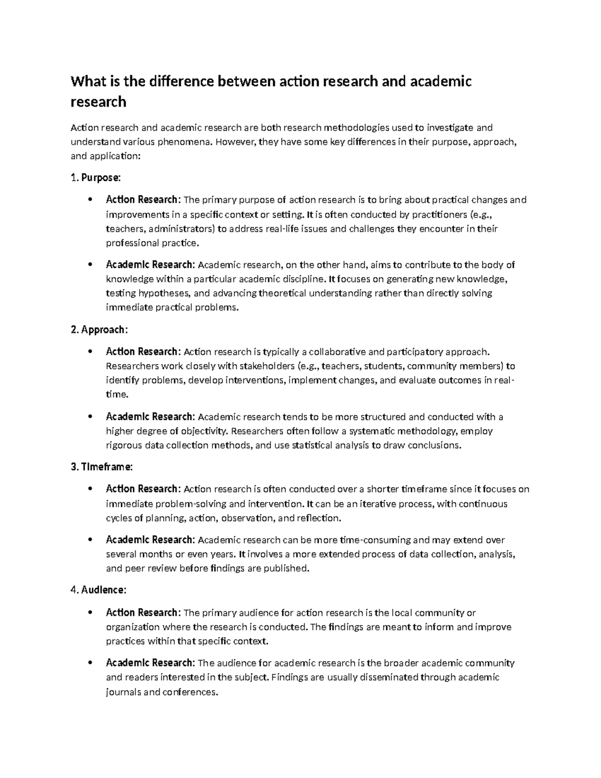 Differences Between Action Research and Academic Research Explained ...