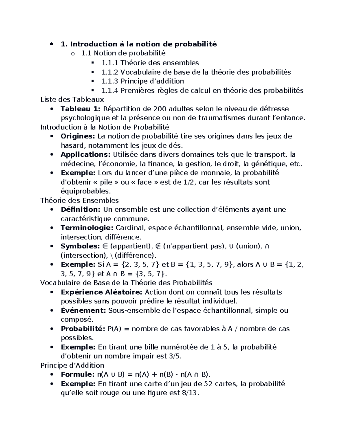 Introduction à la Probabilité et Théories des Ensembles - Studocu