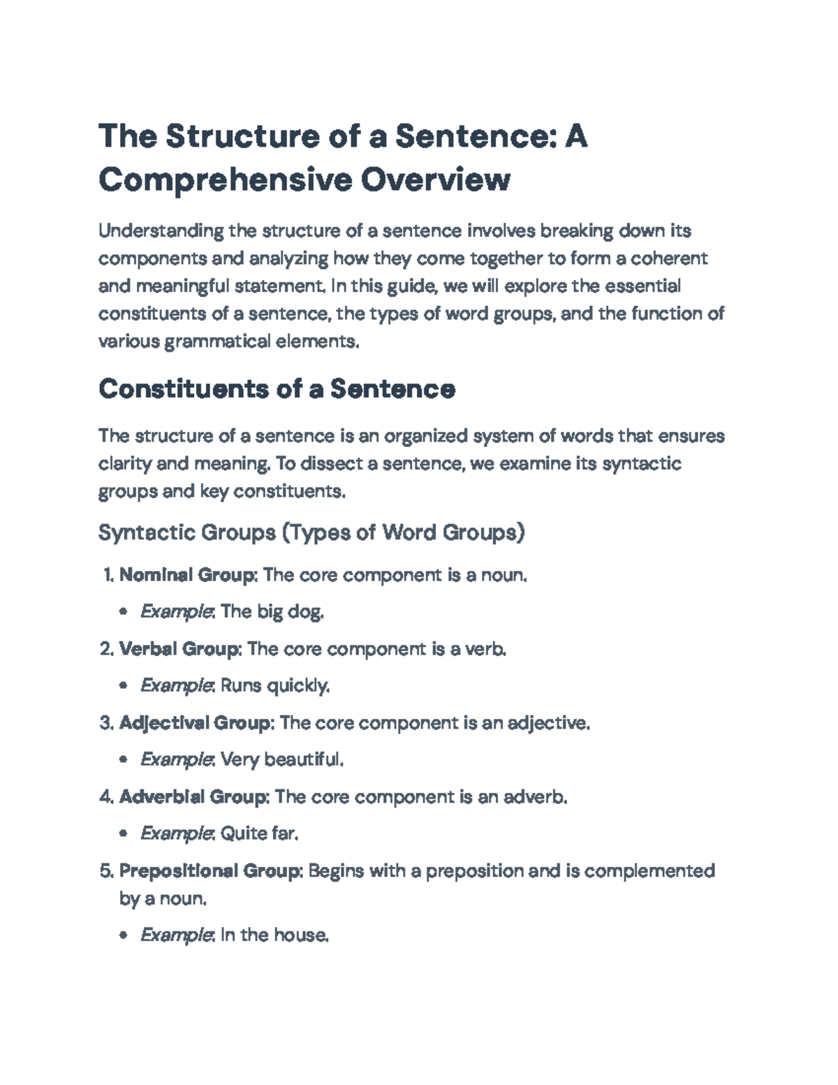 Understanding Sentence Structure: An Overview - The Structure of a ...