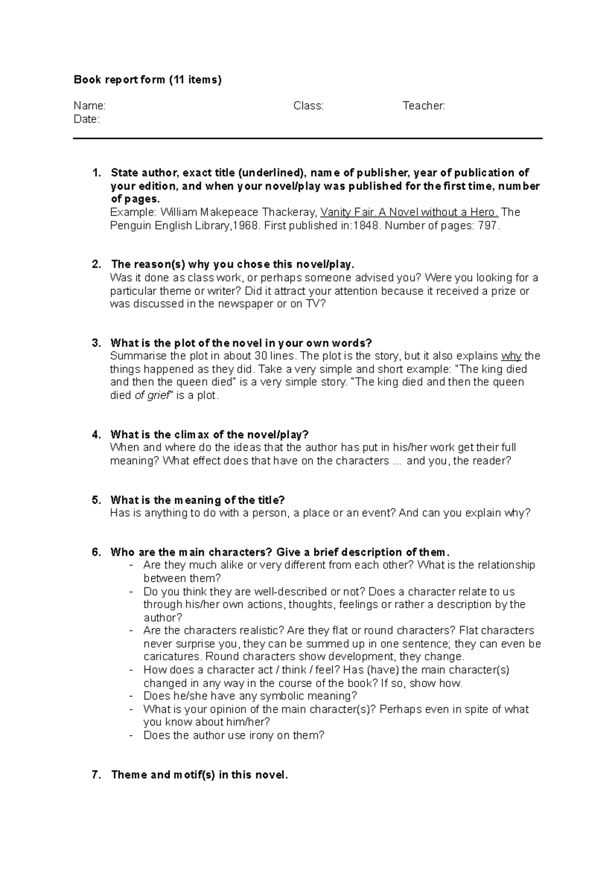 Book Report Guidelines H45 V456 - Comprehensive Structure and Tips ...