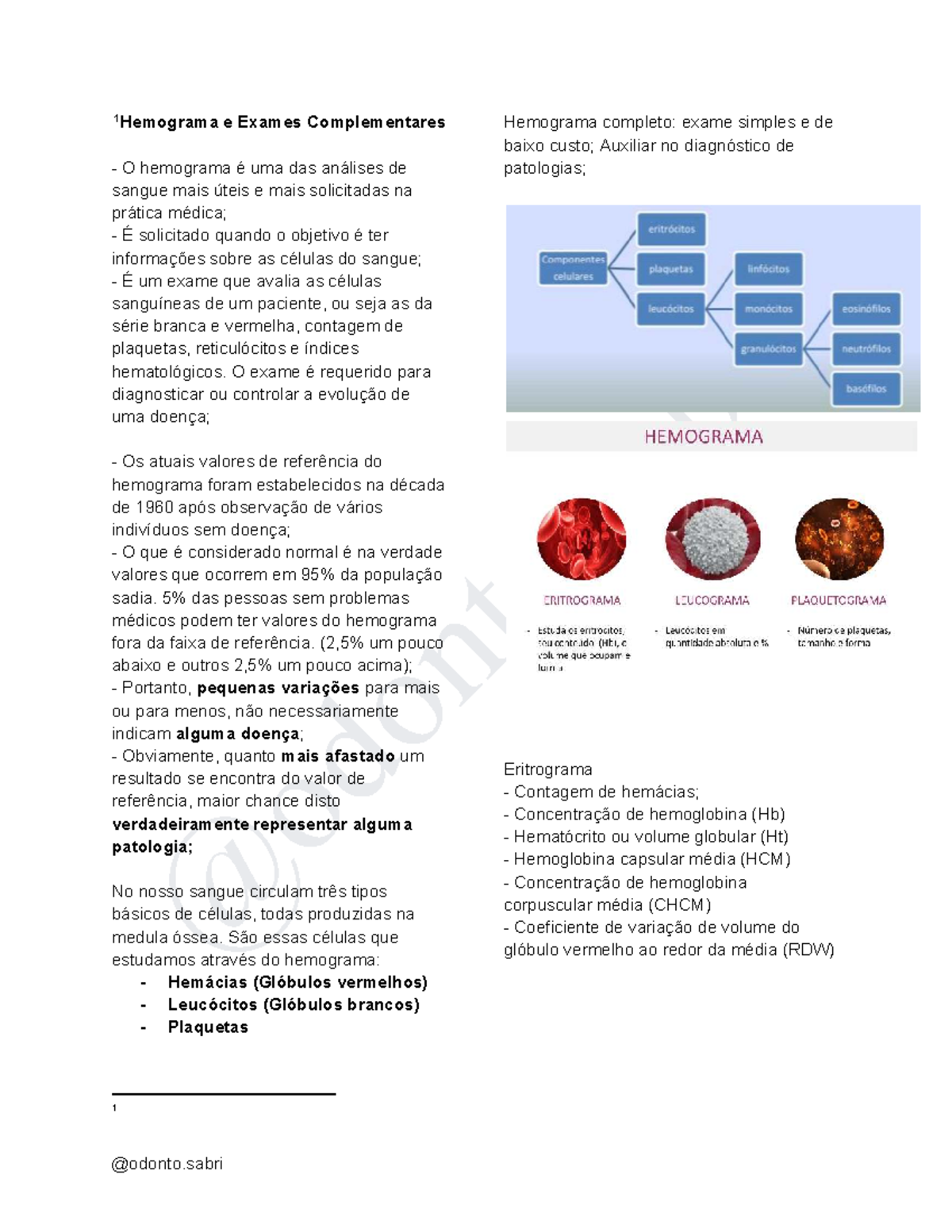 Hemograma e Exames Complementares: Análise e Interpretação - Studocu