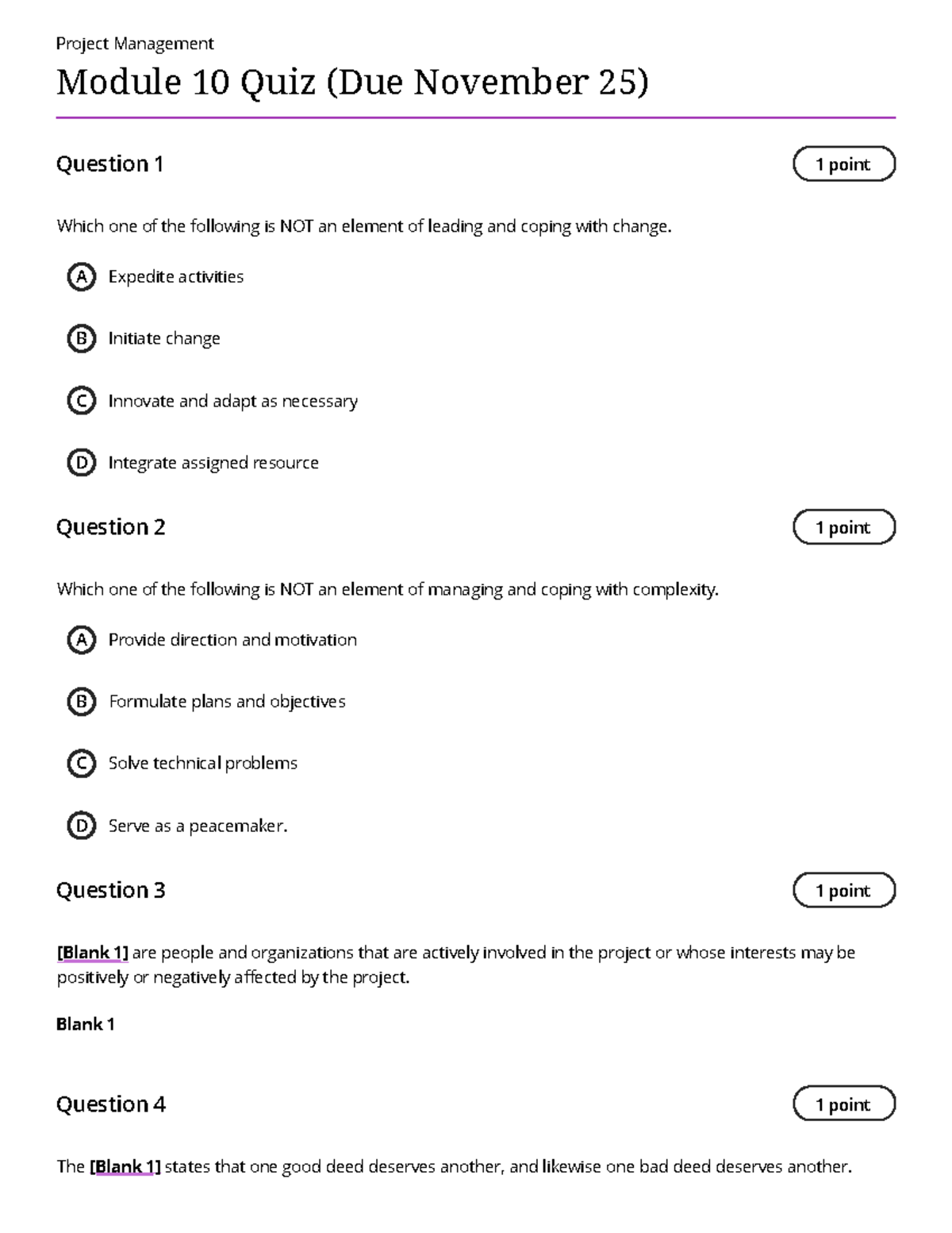 Module 10 Project Management Quiz Study Template - Studocu