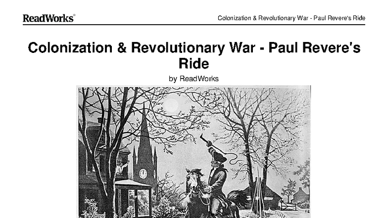 Colonization Revolutionary War: Paul Revere's Midnight Ride - Studocu