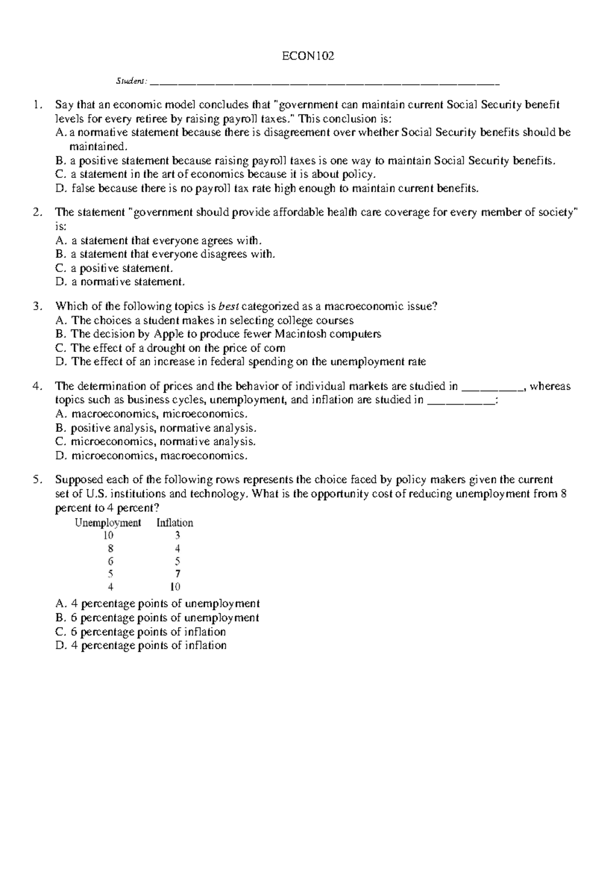 ECON102 - Comprehensive Study Guide for Key Economic Concepts - Studocu