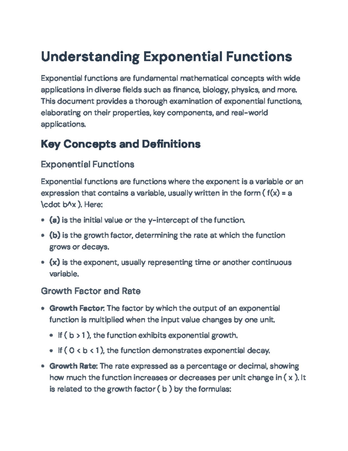 Understanding Exponential Functions: Properties and Applications ...