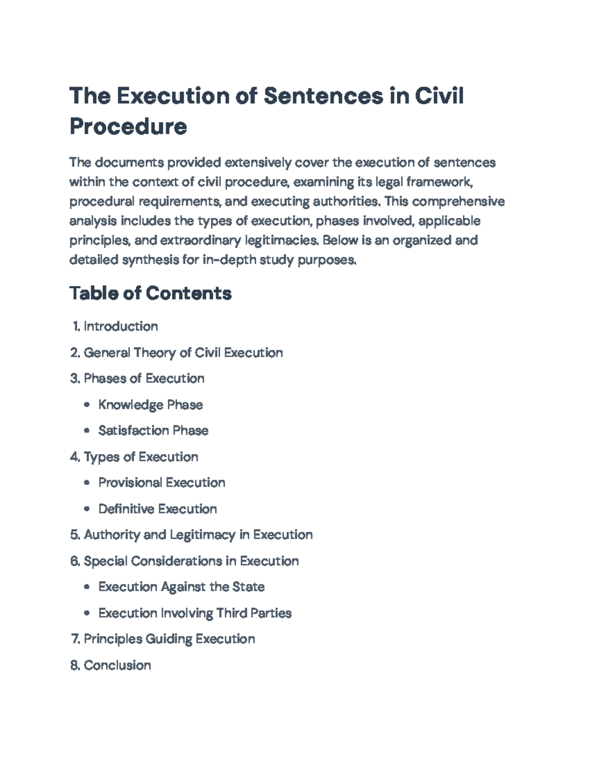 Execution of Sentences in Civil Procedure: Insights & Analysis - Studocu