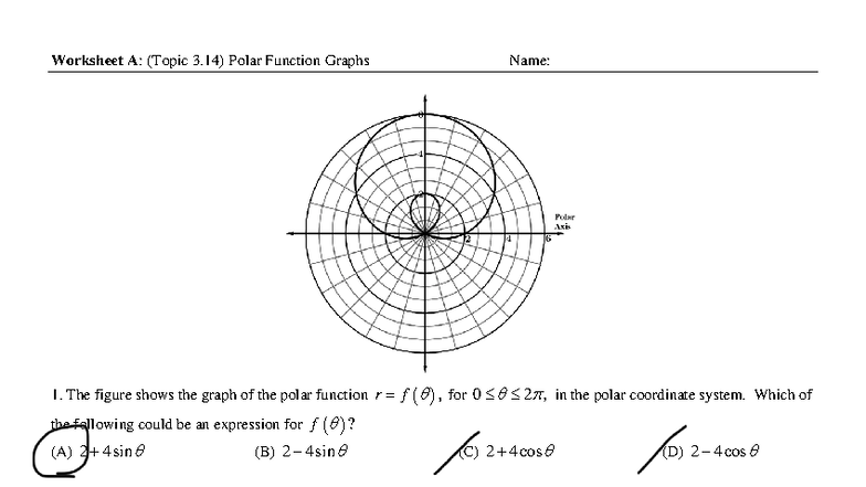 Worksheet A: Topic 3.14 - Polar Function Graphs Analysis - Studocu