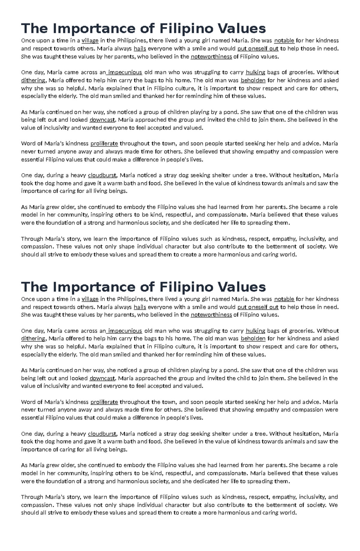 Filipino Values: Kindness, Respect, and Empathy Explored - Studocu
