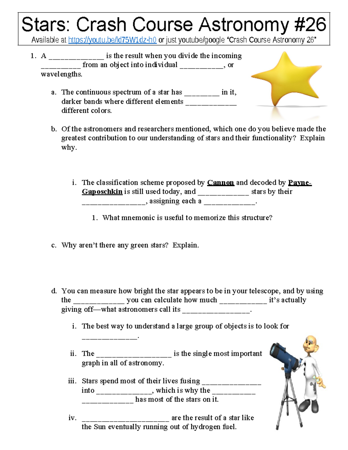 Crash Course Astronomy 1: Understanding Stars and Their Spectra - Studocu