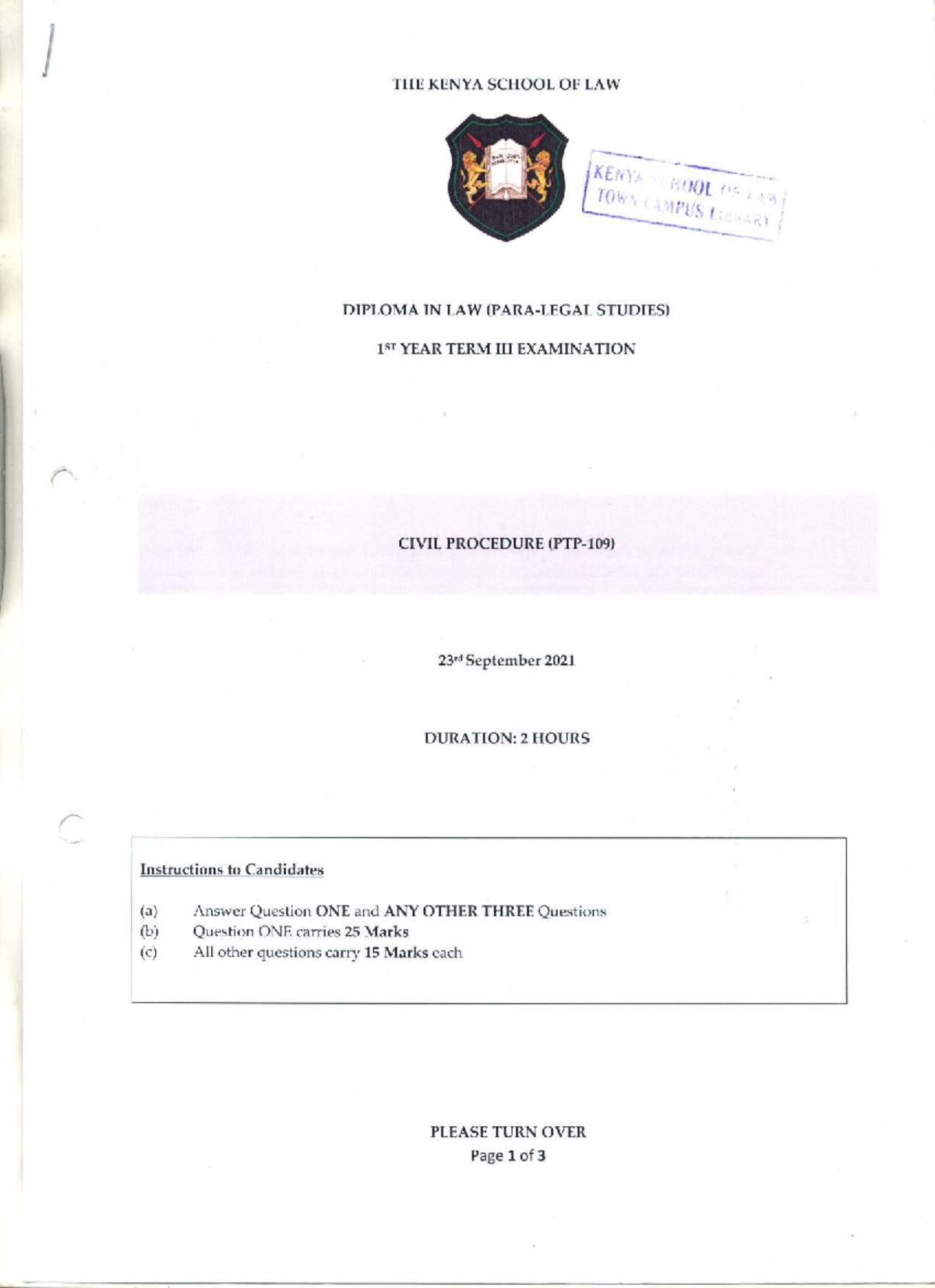 Civil Procedure Exam Notes (DIPLOMA IN LAW STUDIES) 2021-2024 - Studocu