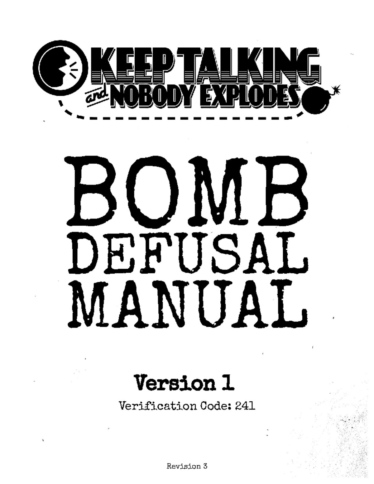 BOMB DEFUSAL MANUAL V1: Essential Guide to Keep Talking & Nobody ...