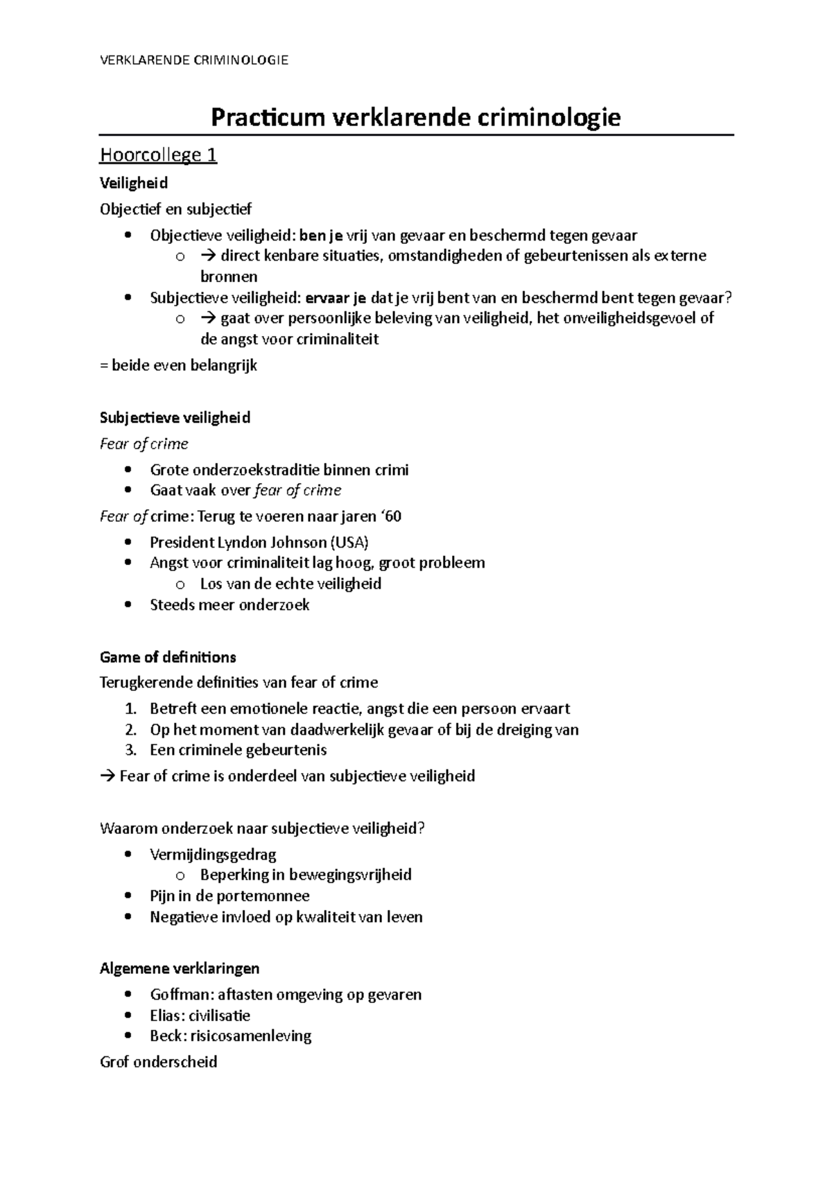 H4C1: Practicum Verklarende Criminologie en de Beleving van Veiligheid ...