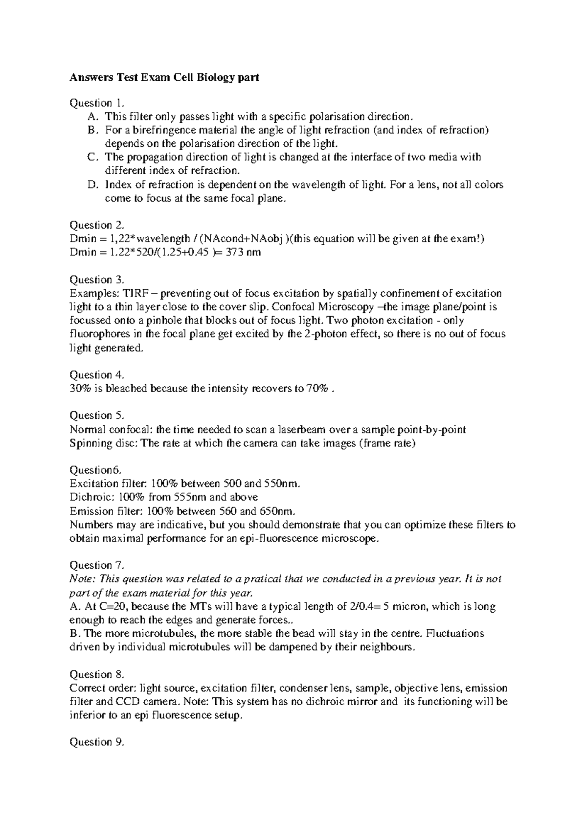 CLB Practice Exam: Cell Biology with Answers & Explanations - Studeersnel