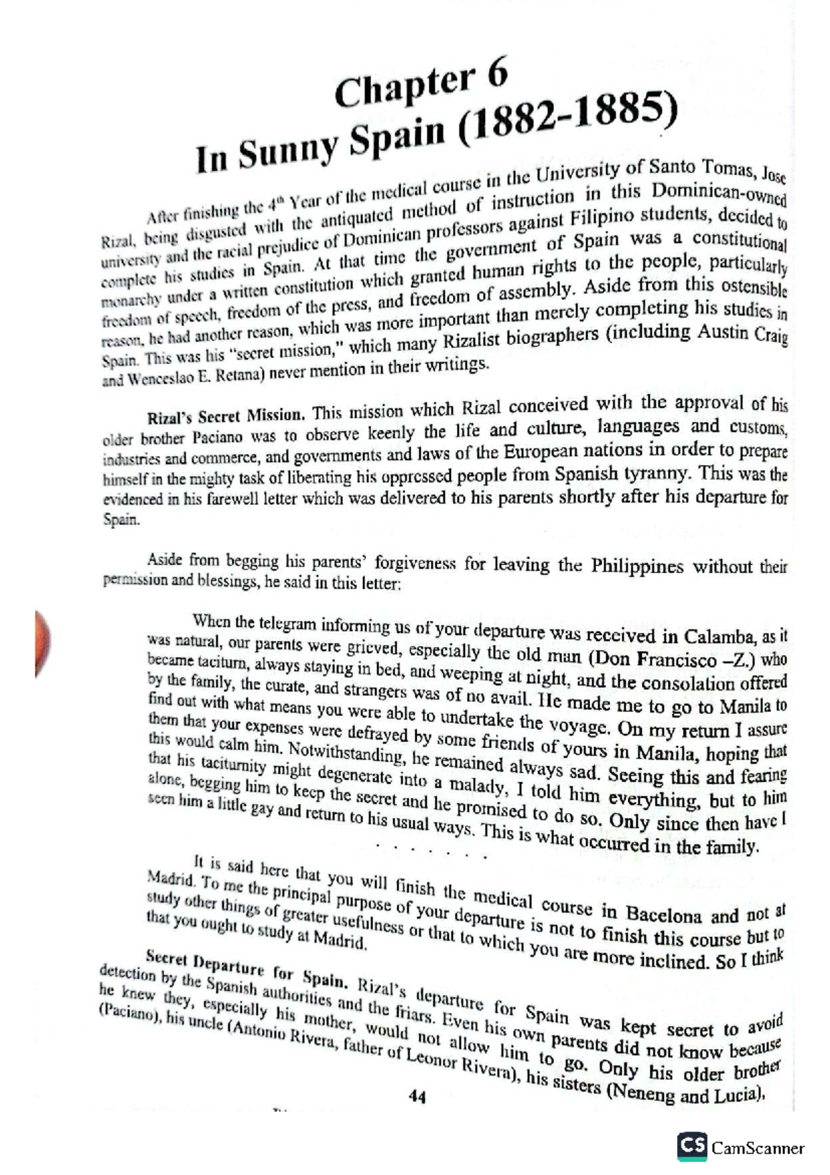 Chapter 6: Rizal's Journey and Studies in Spain (CS) - Studocu