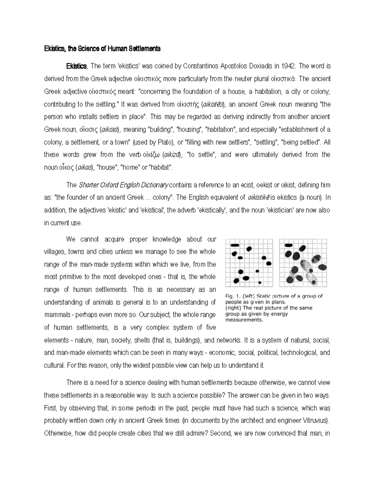 Ekistics (Course Code: 101) - Comprehensive Study of Human Settlements ...