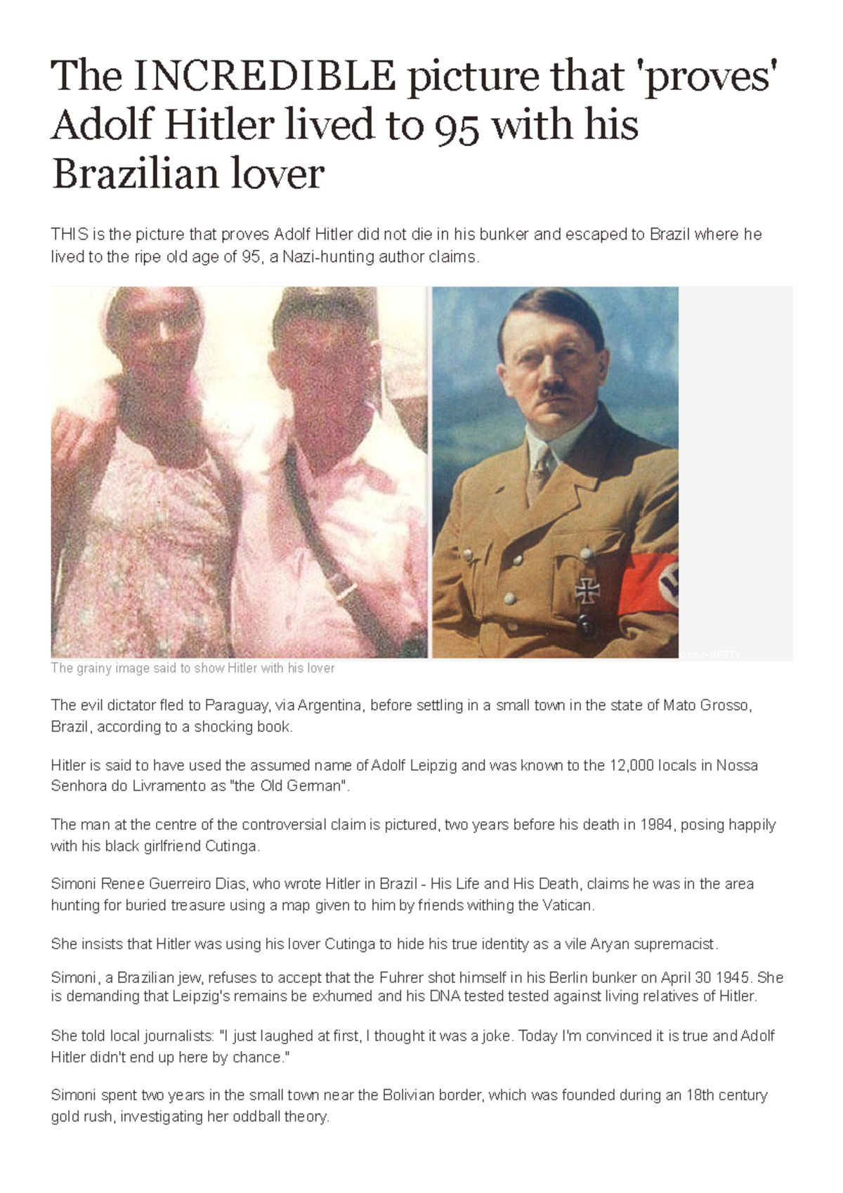 Theories on Hitler's Alleged Life in Brazil: A Photo Controversy - Studocu