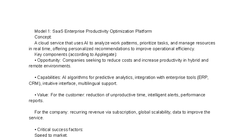 Modelos de negocio - Serrfftg - Model 1: SaaS Enterprise Productivity ...