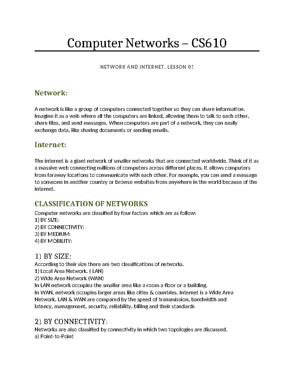 Computer Networks - short notes - Computer Networks – CS NETWORK AND ...