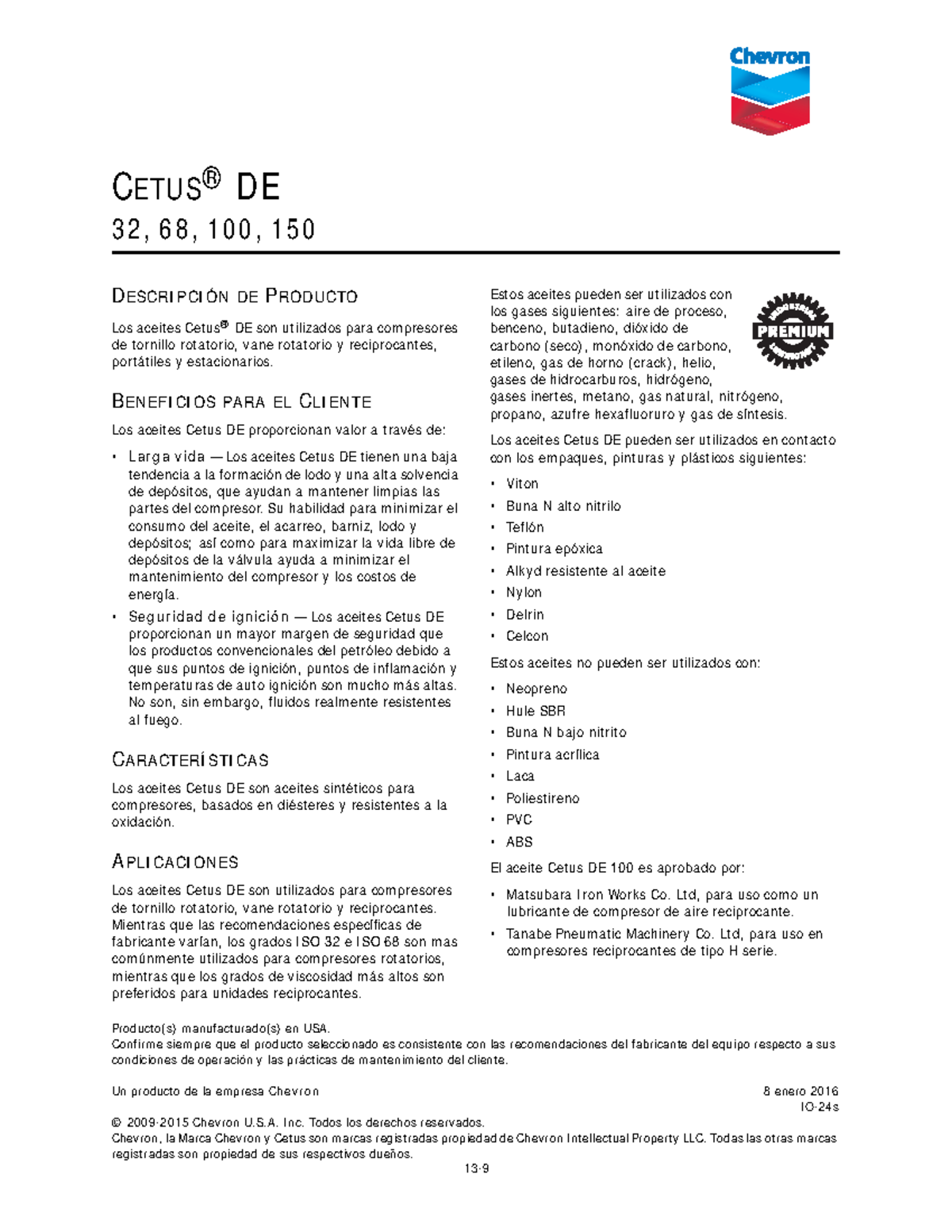 Ficha Técnica: Aceites Cetus DE 100 - Aplicaciones y Beneficios - Studocu