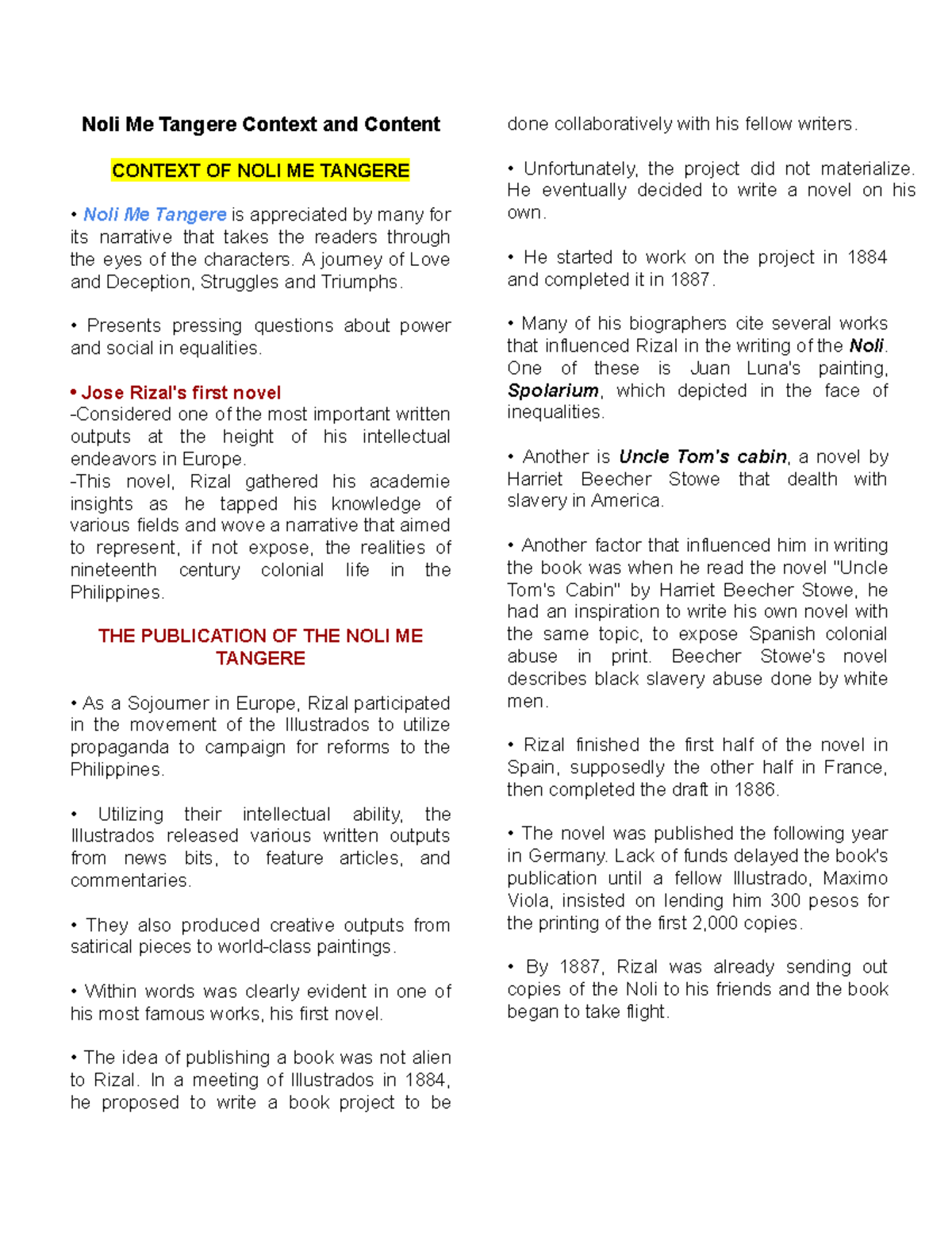 Noli Me Tangere: Context, Content, and Literary Significance - Studocu