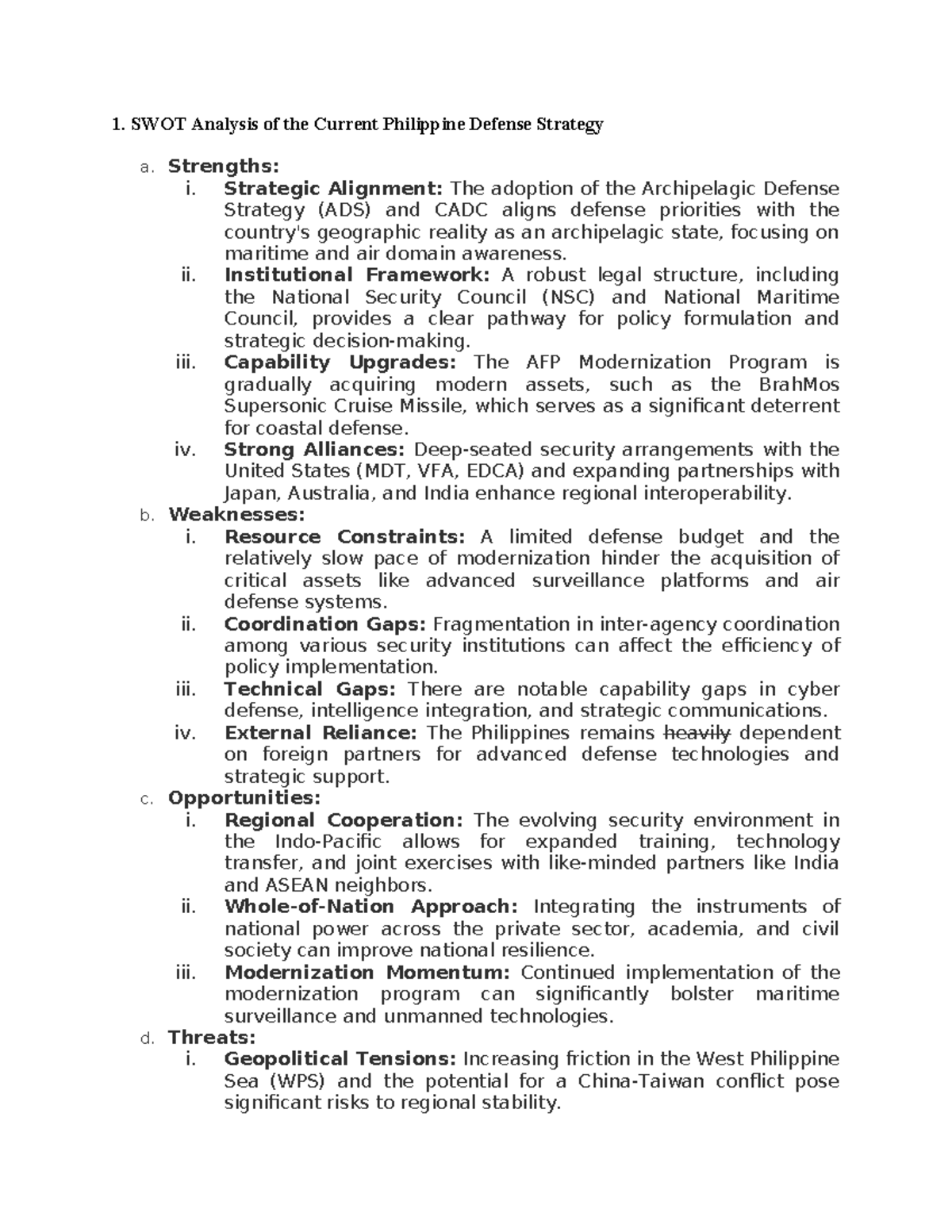 SWOT Analysis of Philippine Defense Strategy: ECNS Workshop Insights ...