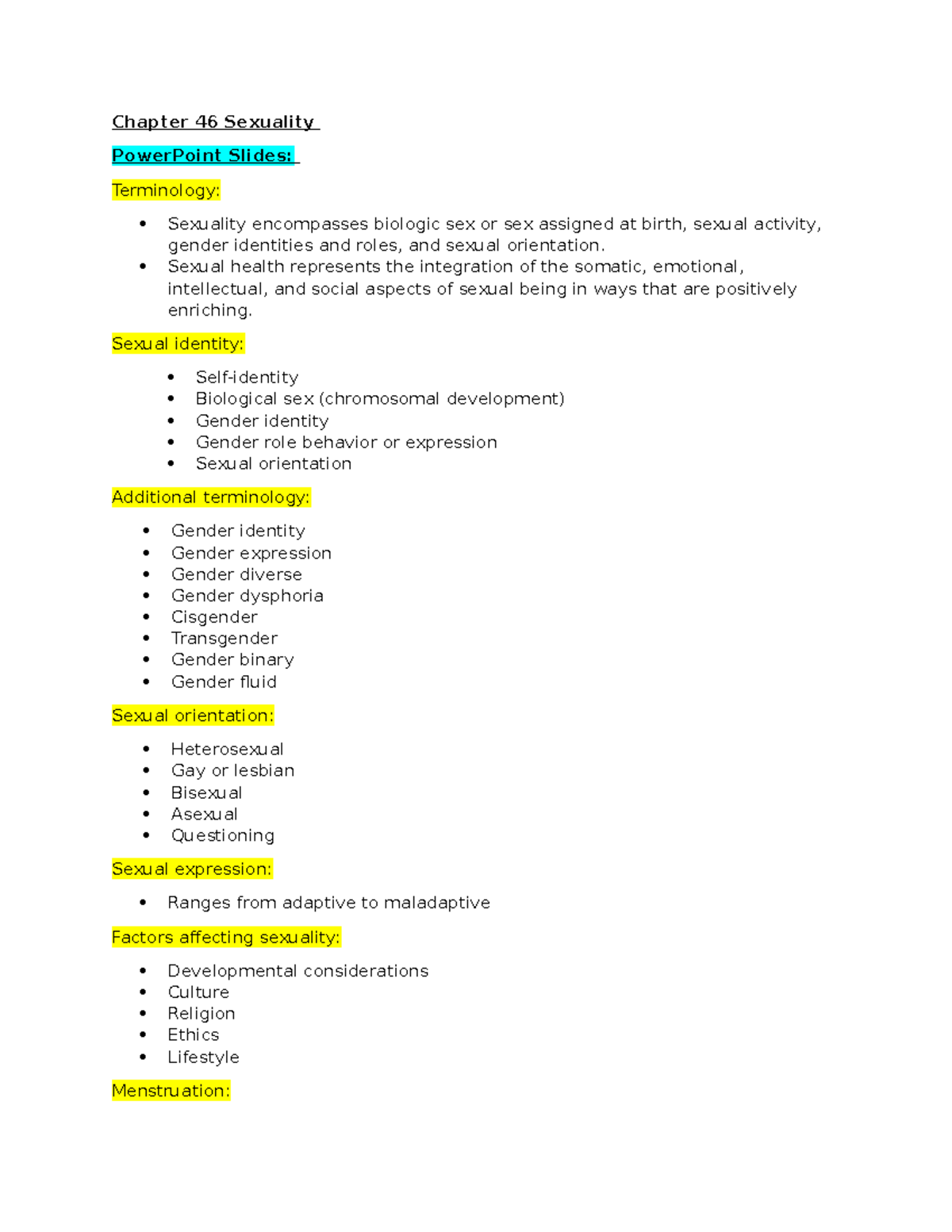 Chapter 46: Comprehensive Overview of Sexuality and Health - Studocu