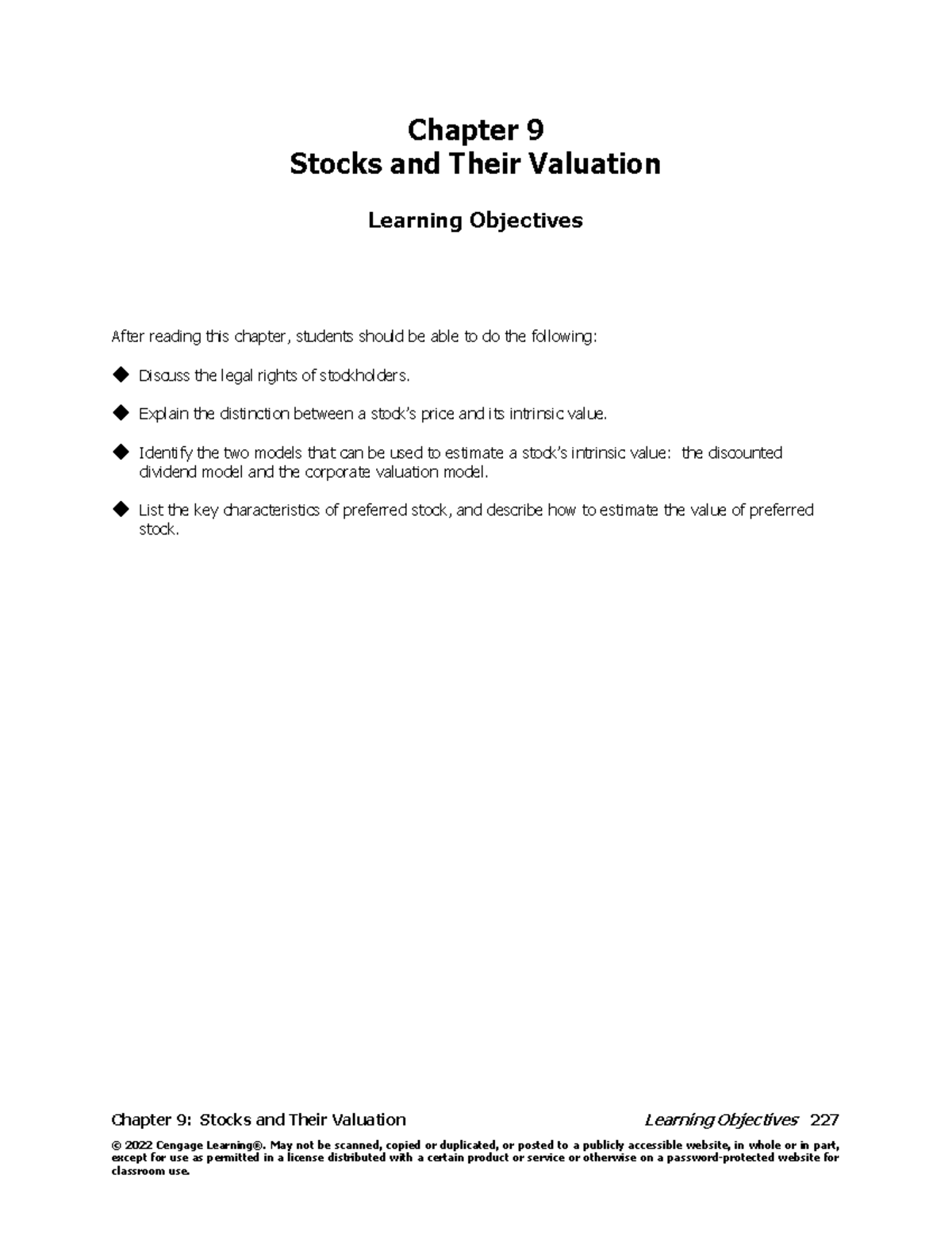 Chapter 9 - Solutions for Stocks and Their Valuation Concepts and ...