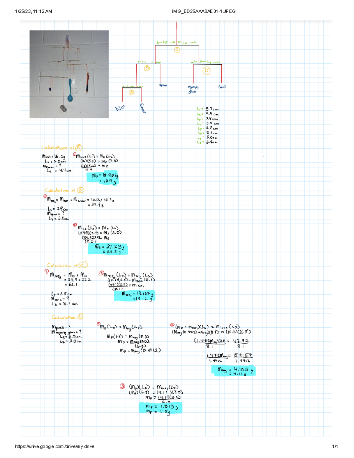 Physics Lab 1 - Lab Calculations and Measurements - Studocu