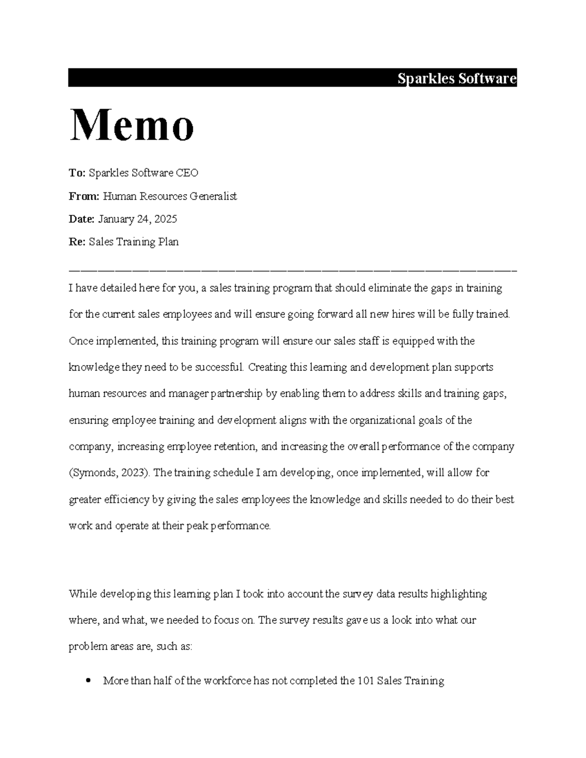 Memo Sparkles Software - Sparkles Software Memo To: Sparkles Software ...