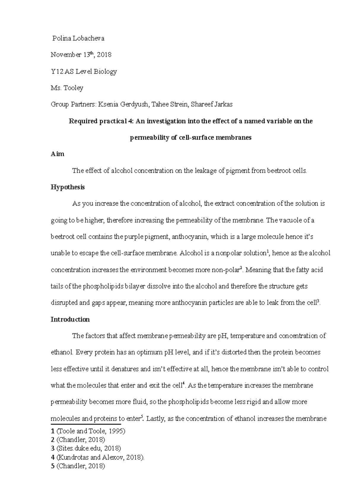 Practical 4 - A-Level Biology: Alcohol Concentration & Cell Membrane ...