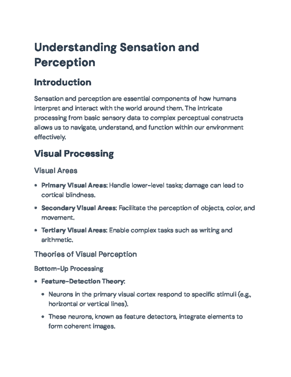 Understanding Sensation & Perception: Visual & Auditory Processing ...