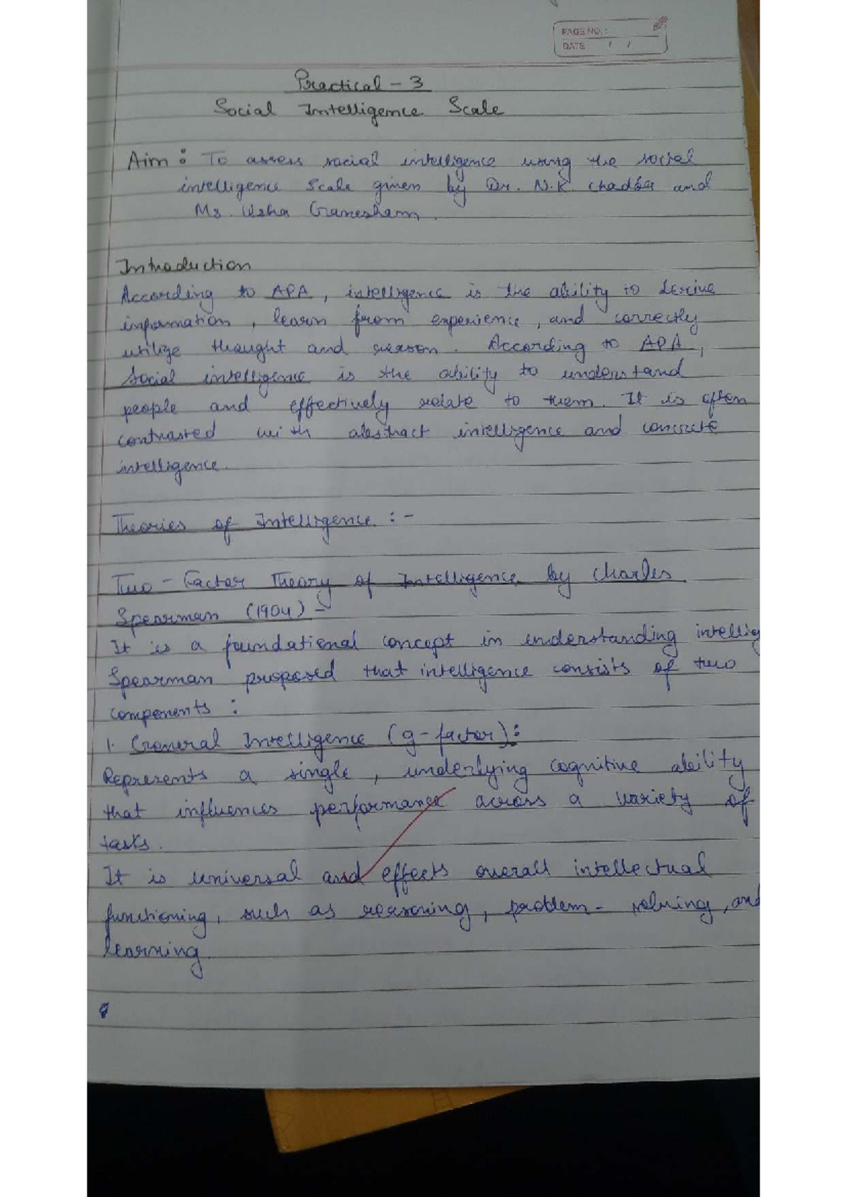 Practical 3: Social Intelligence Scale Assessment - Dr. N.K. Chadda ...