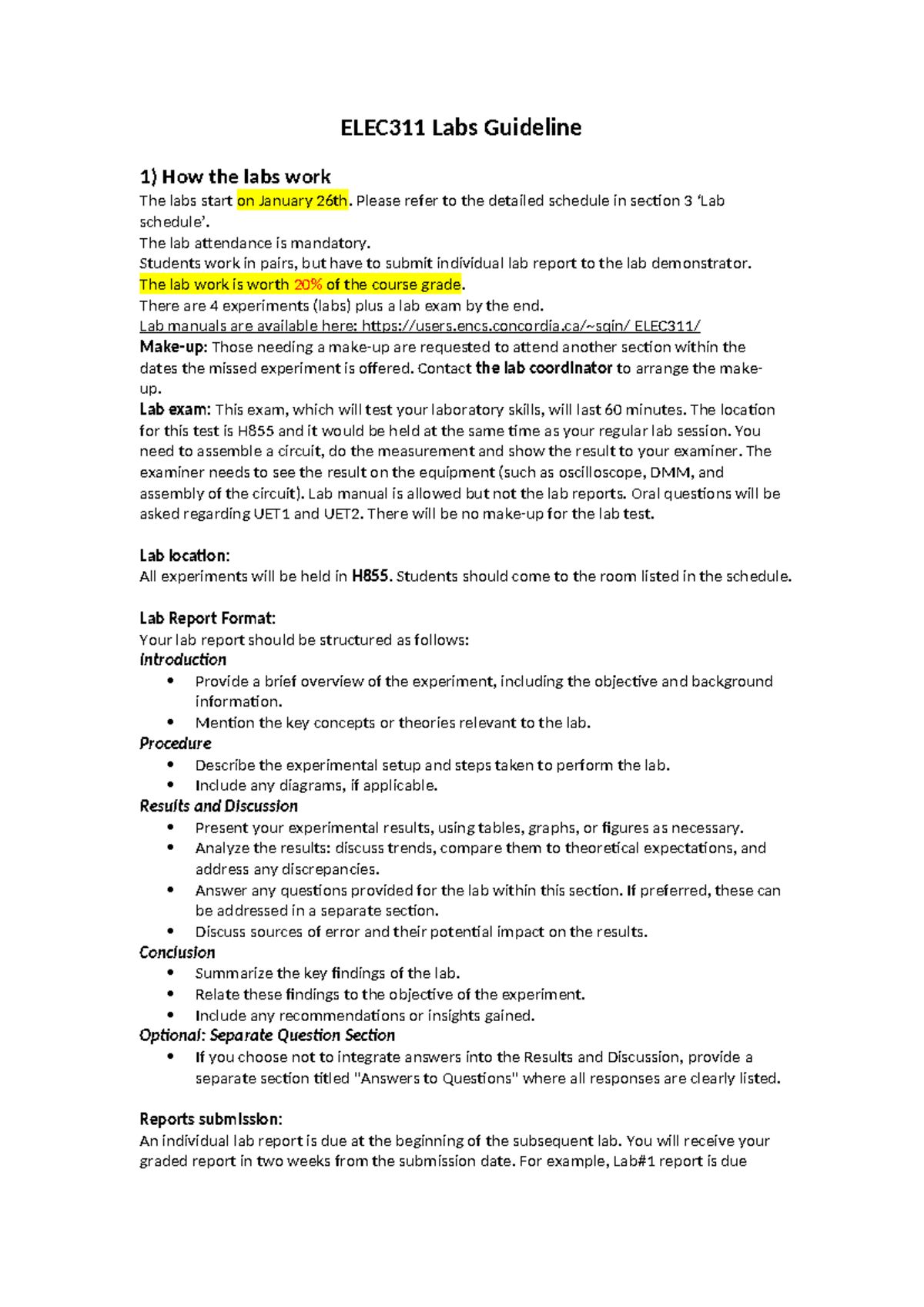 ELEC311 Lab Guidelines: Procedures, Rules, and Schedule for Winter 2026 ...