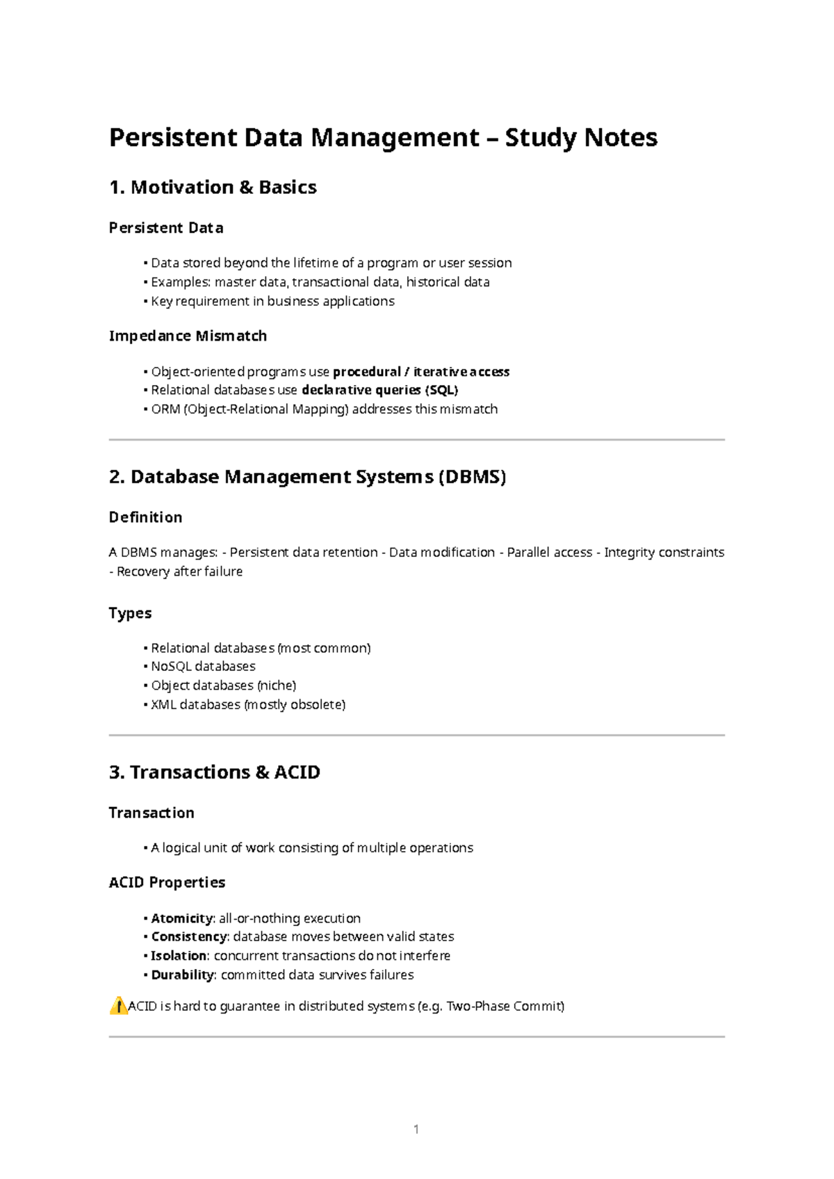 Persistent Data Management (CS101) – Study Notes on DBMS & Transactions ...