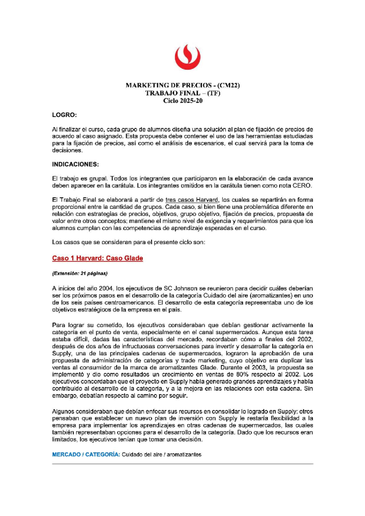 TRABAJO FINAL DE MARKETING DE PRECIOS (CM22) - RÚBRICA TF - Studocu