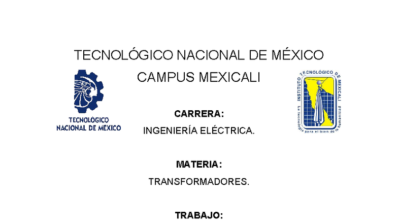 Investigación U5: Selección y Pruebas de Campo del Transformador en ...