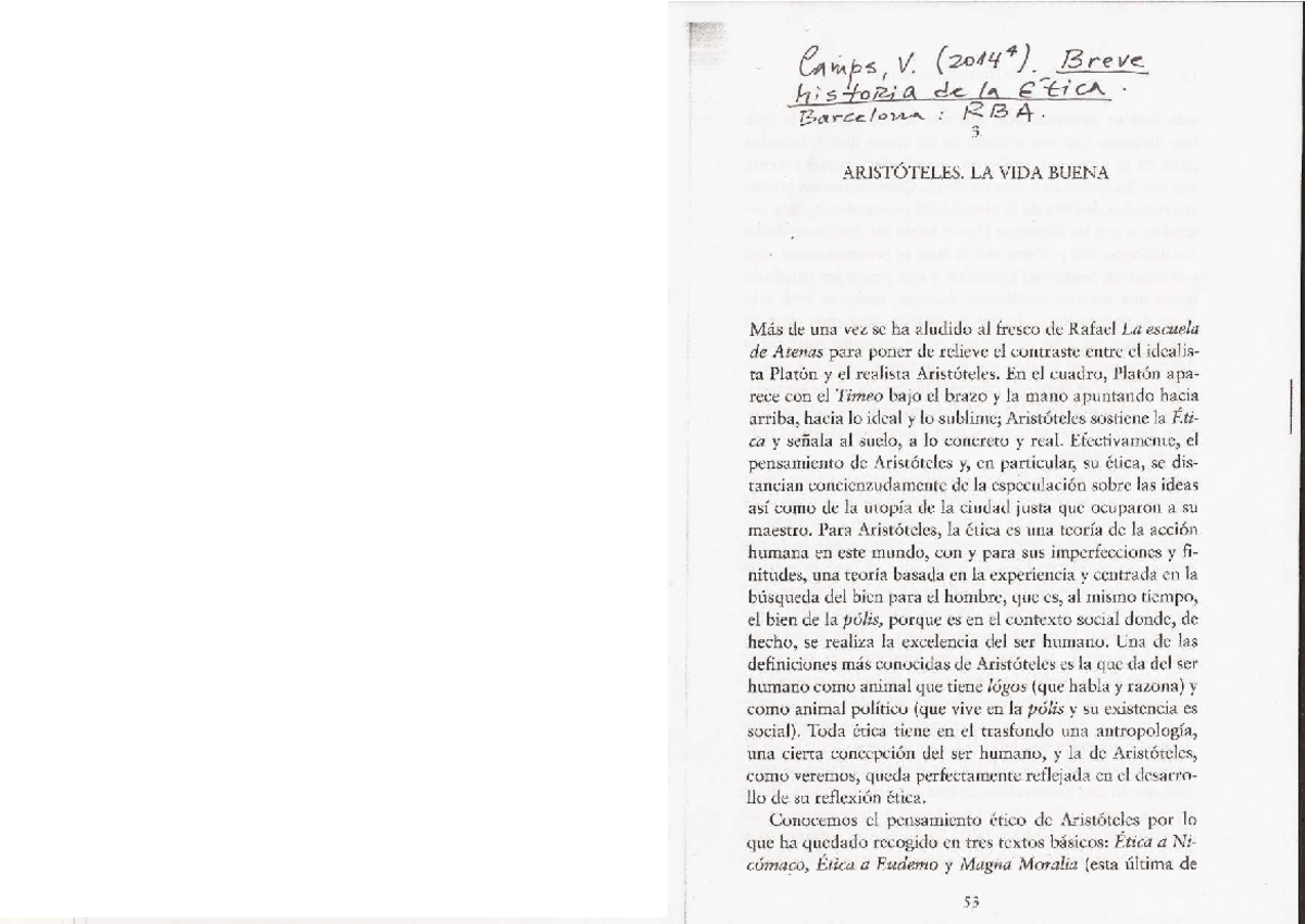 Camps, V. (2014). Ética Aristotélica: La Búsqueda de la Vida Buena ...
