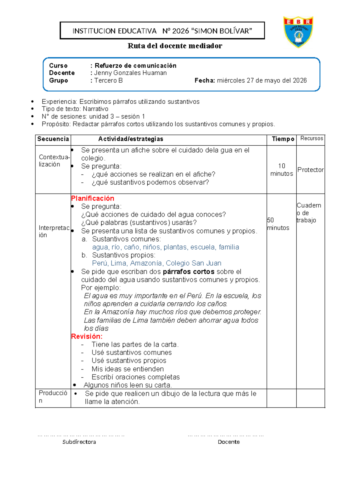 Refuerzo de Comunicación: Escribir Párrafos con Sustantivos - Curso ...