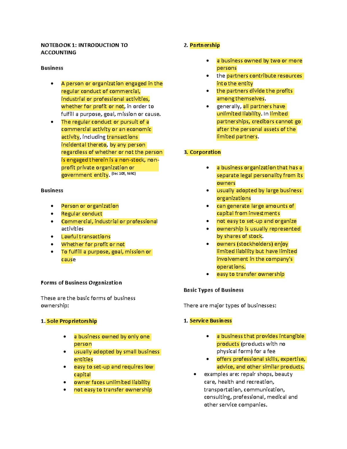 Basic Accounting Reviewer - NOTEBOOK 1: INTRODUCTION TO ACCOUNTING ...