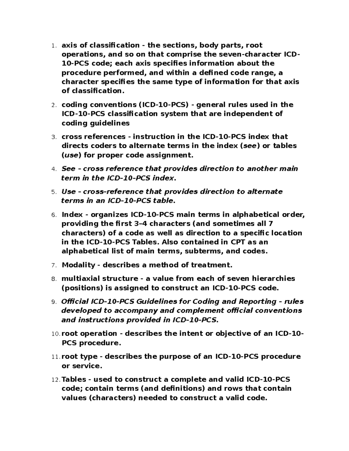 Chapter 6 Key Terms for Medical Billing & Coding: ICD-10-PCS Insights ...