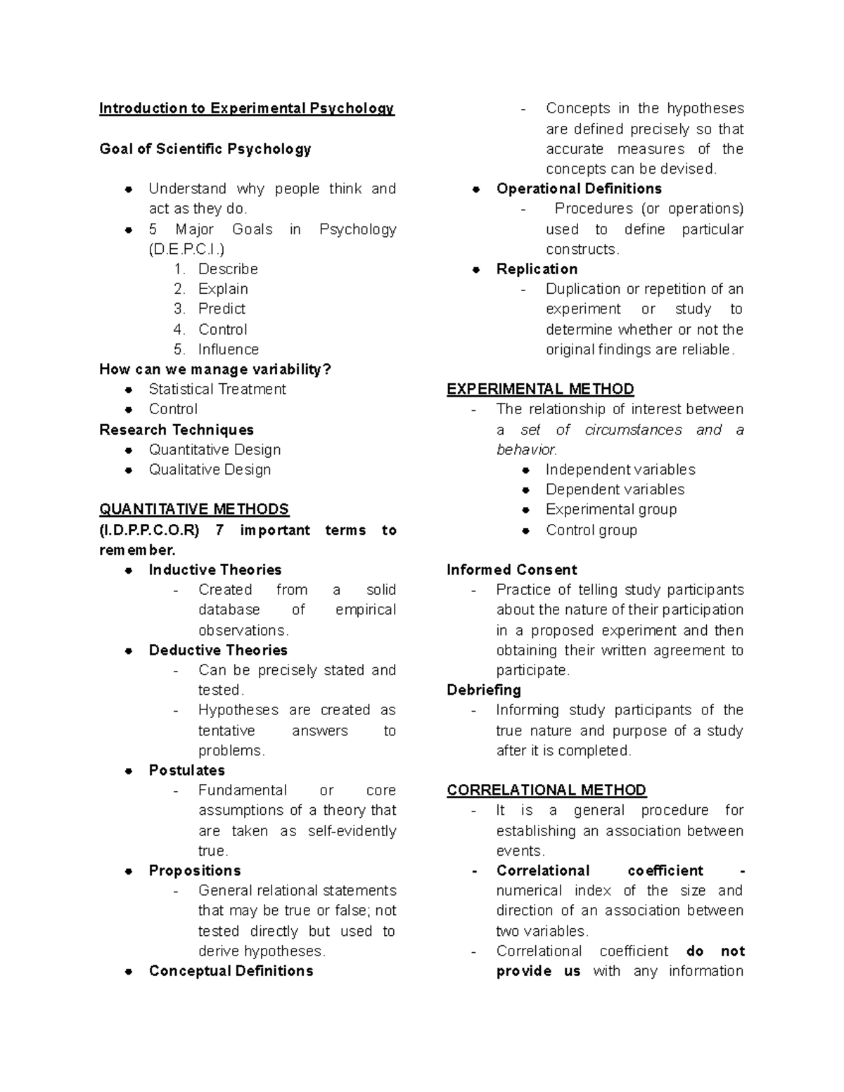 Experimental Psychology: Key Concepts and Research Methods (PSY 101) - Studocu