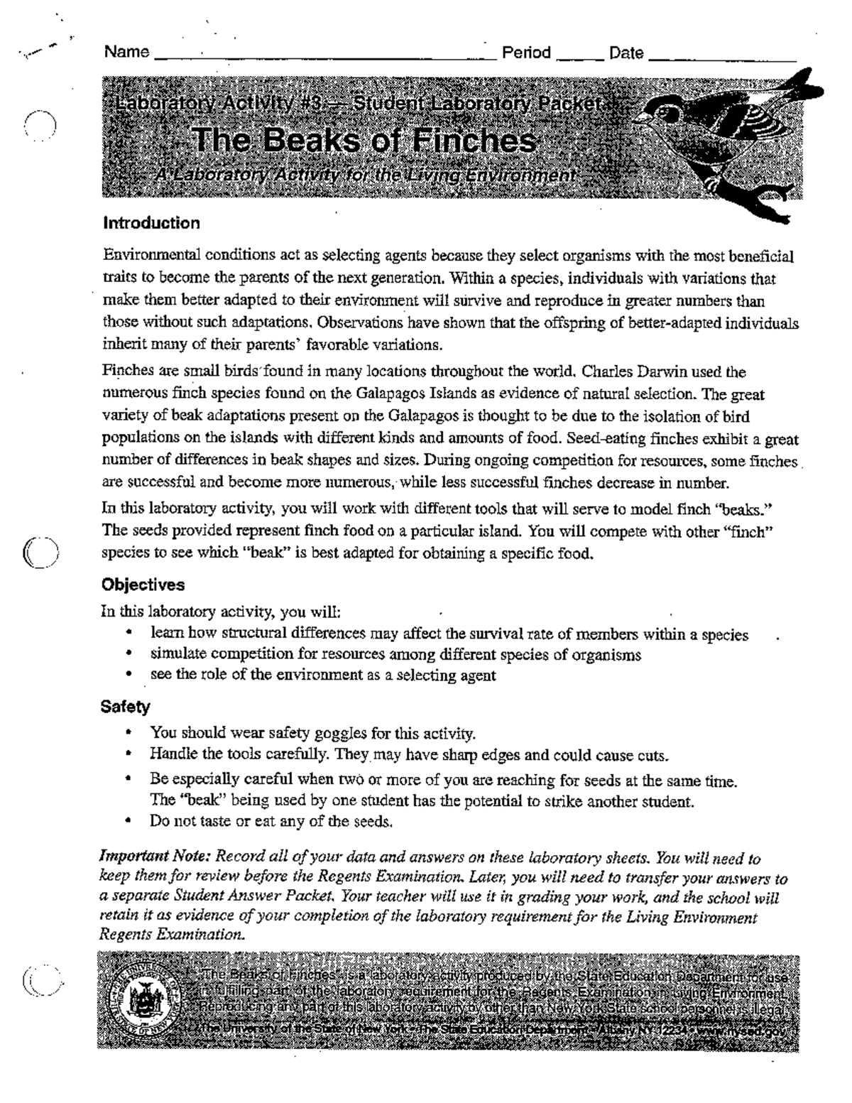 Beaks of Finches Lab: Natural Selection & Adaptation in Action - Studocu