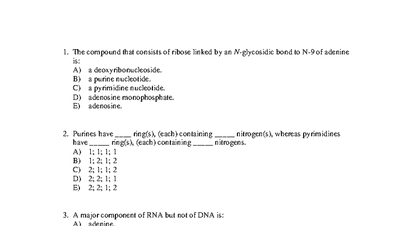 Chapter 8 Biochemistry Test Bank: Nucleic Acids & DNA Structure - Studocu