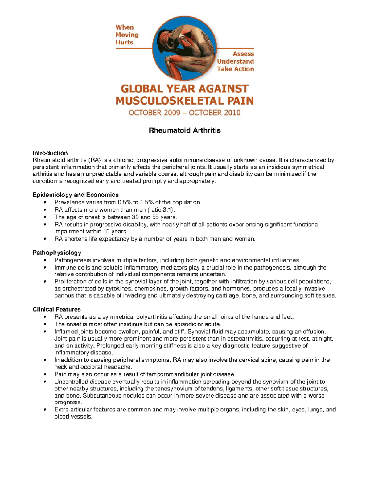 Rheumatoid Arthritis (RA) - Comprehensive Lecture Notes - Studocu