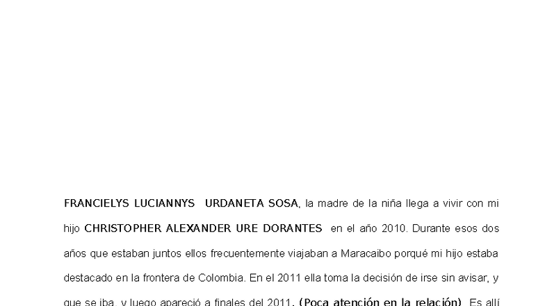 Custodia de la Niña: Caso Alicia y Christopher (2010-2020) - Studocu