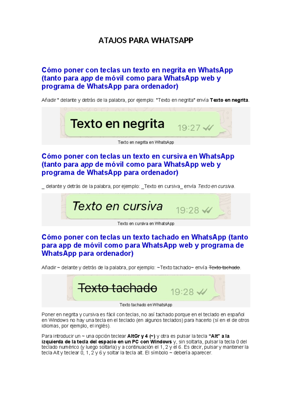 Atajos para WhatsApp: Formateo de Texto en Negrita, Cursiva y Tachado ...