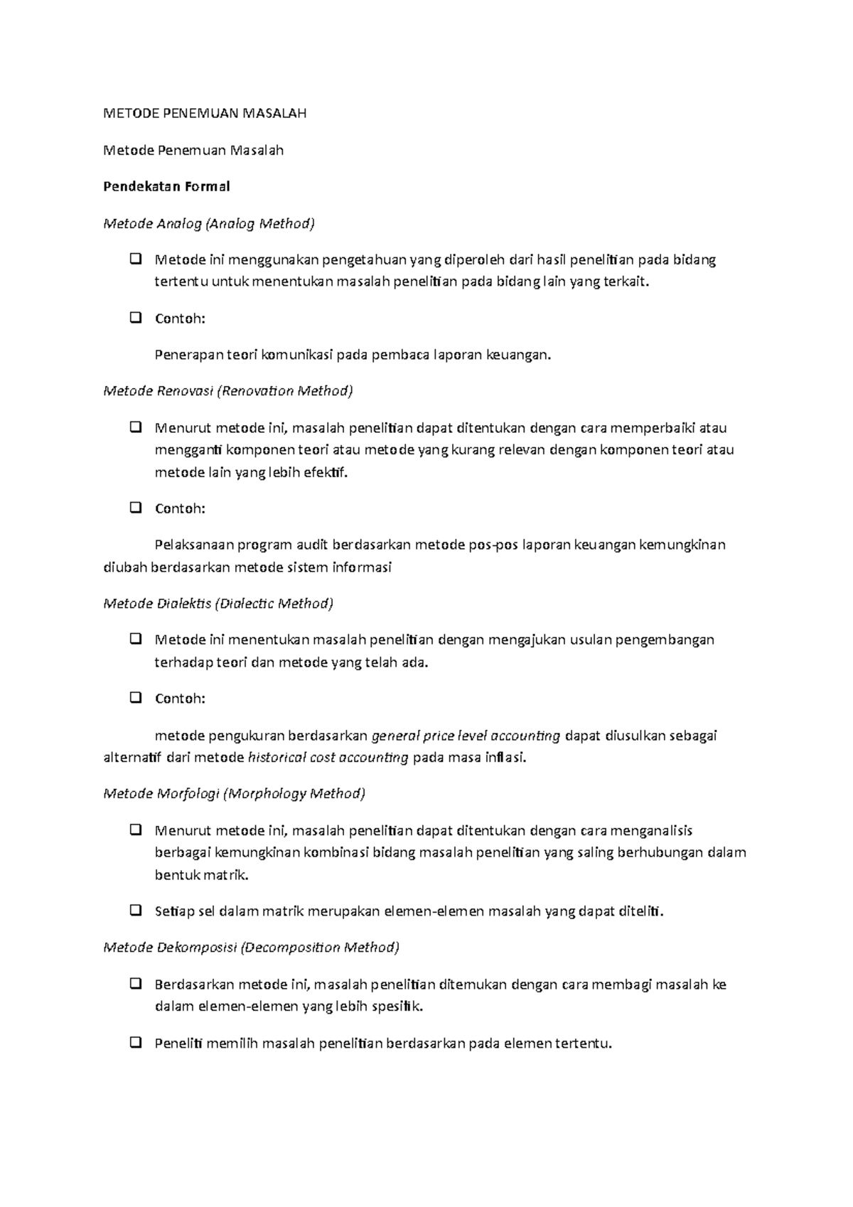 Metode Penemuan Masalah dalam Riset: Pendekatan Formal & Informal - Studocu