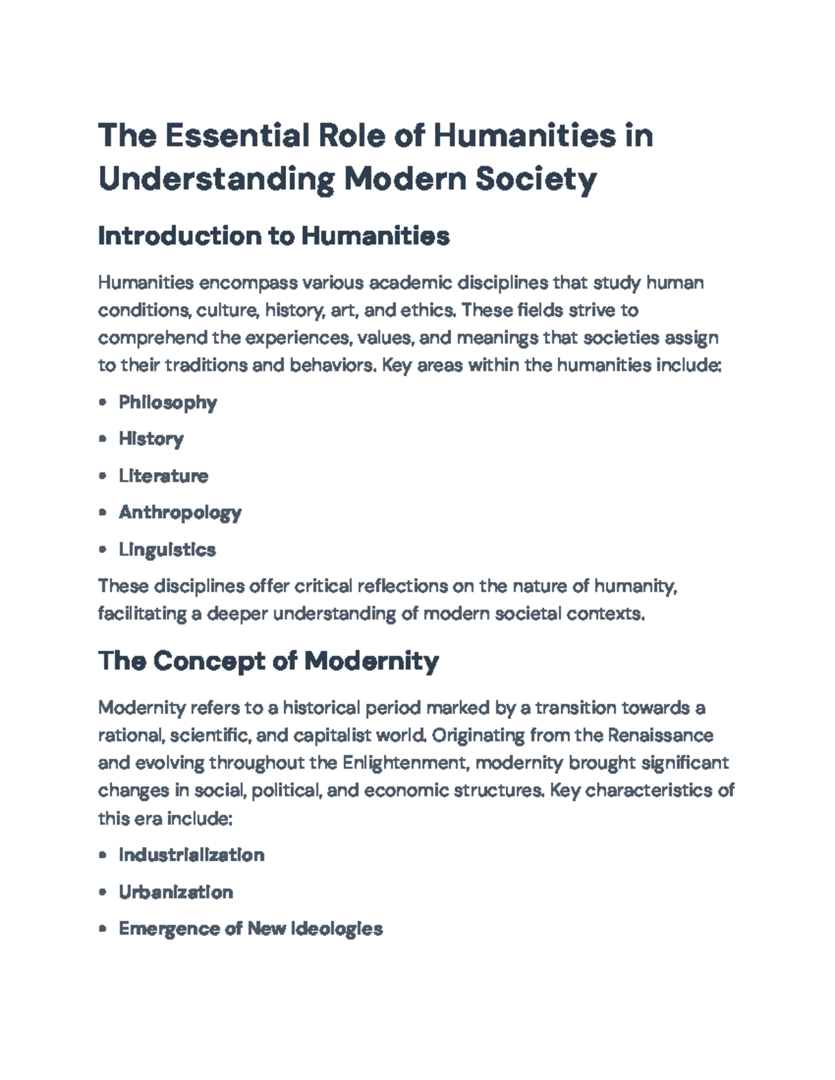 The Role of Humanities in Modern Society: Insights and Education - The ...