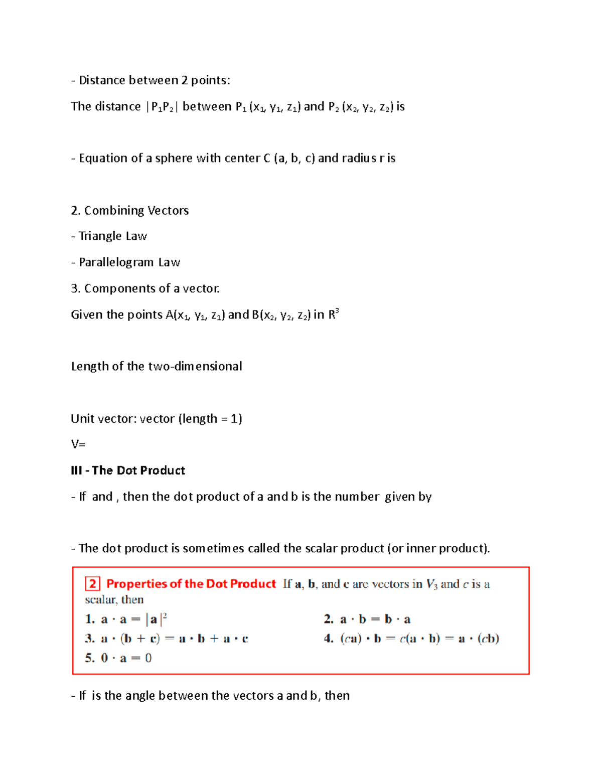 Vectors and Geometry of Space - Chapter 2 Overview - Studocu